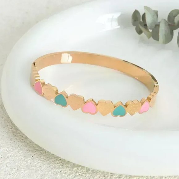 Jewelry | Heart Shape Bangle Rose Gold Tone | Poshmark